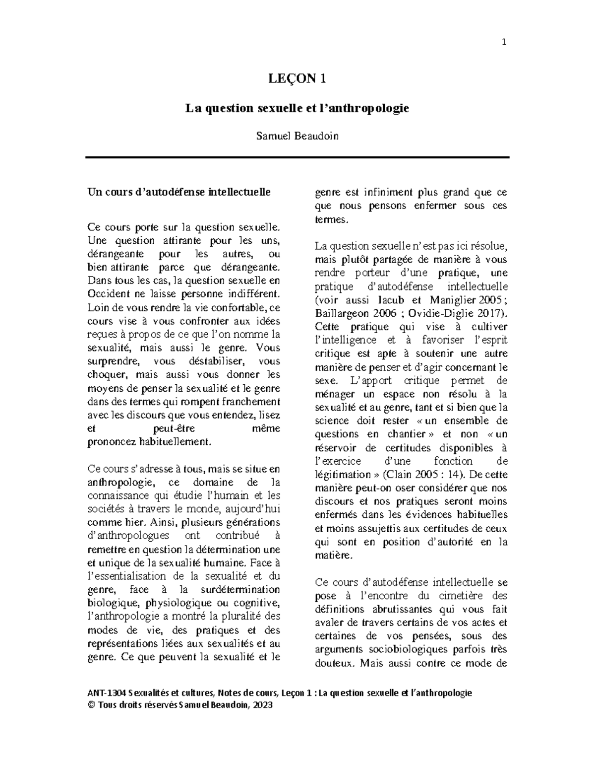 ANT-1304 Notes de cours : Leçon 1 - La Sexualité et l'Anthropologie ...