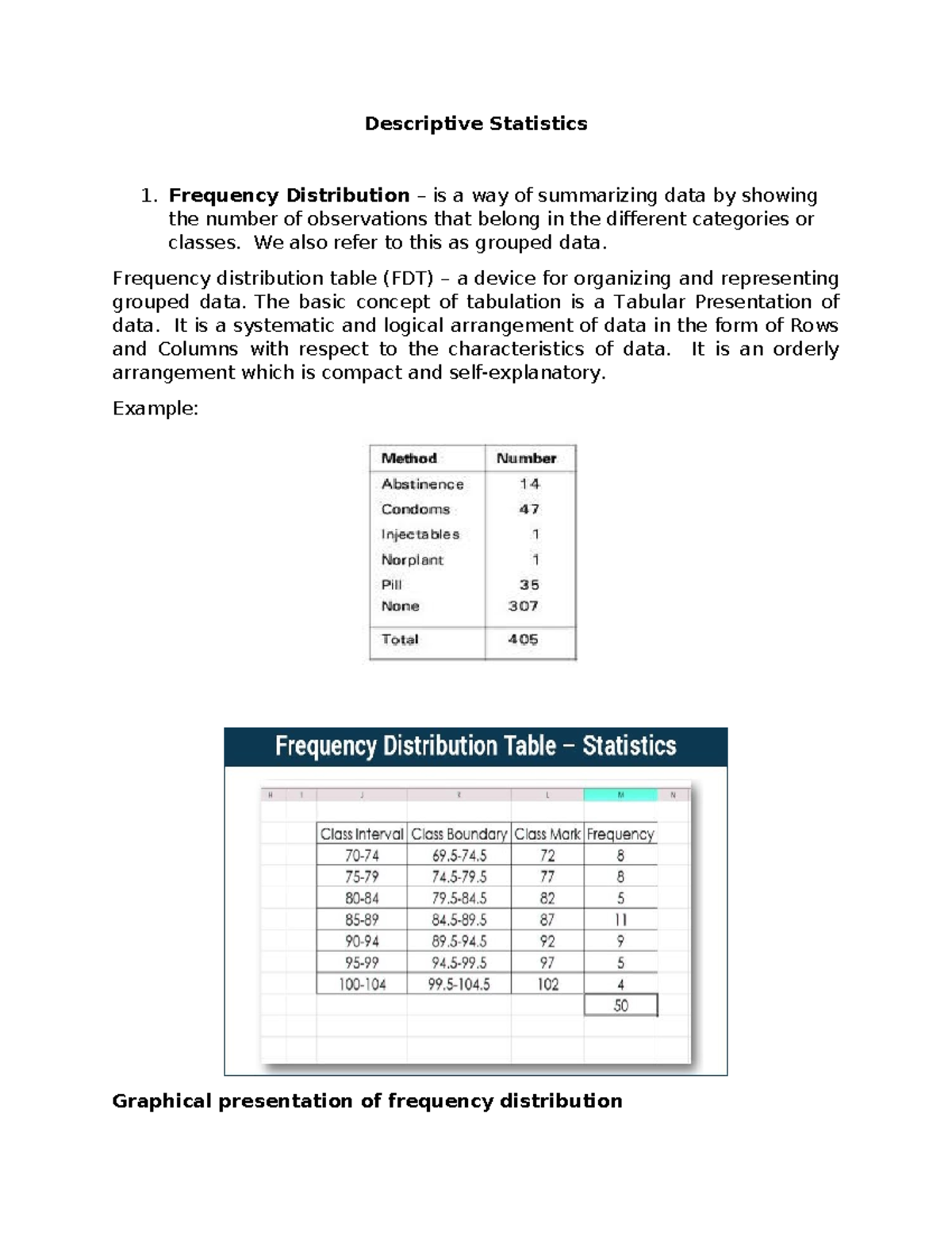 T5: Lecture Notes on Descriptive Statistics and Frequency Distribution ...