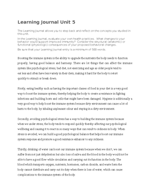 [Solved] The Learning Journal entry should be a minimum of 400 words ...
