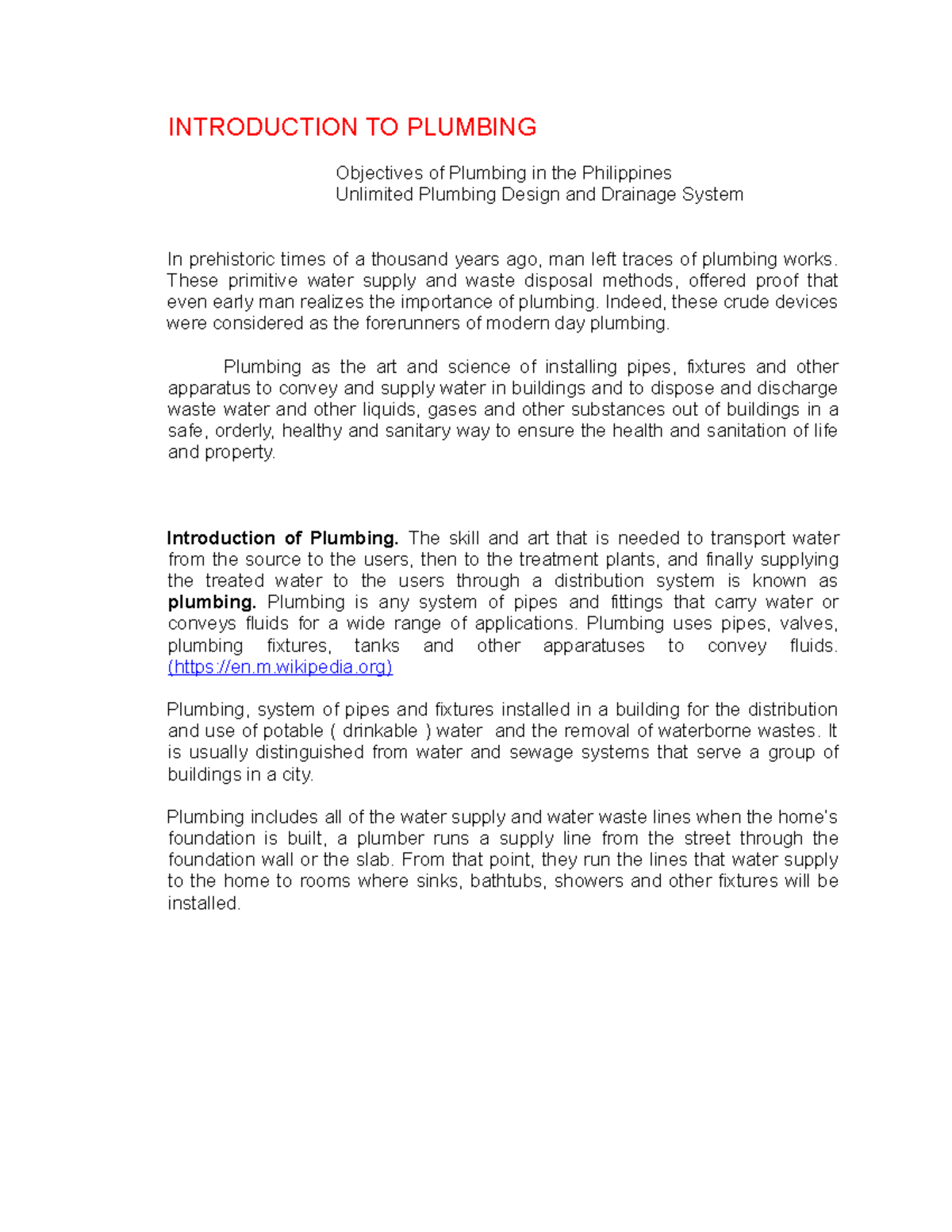 Introduction to Plumbing (PLUMB 101): Concepts & Historical Overview ...