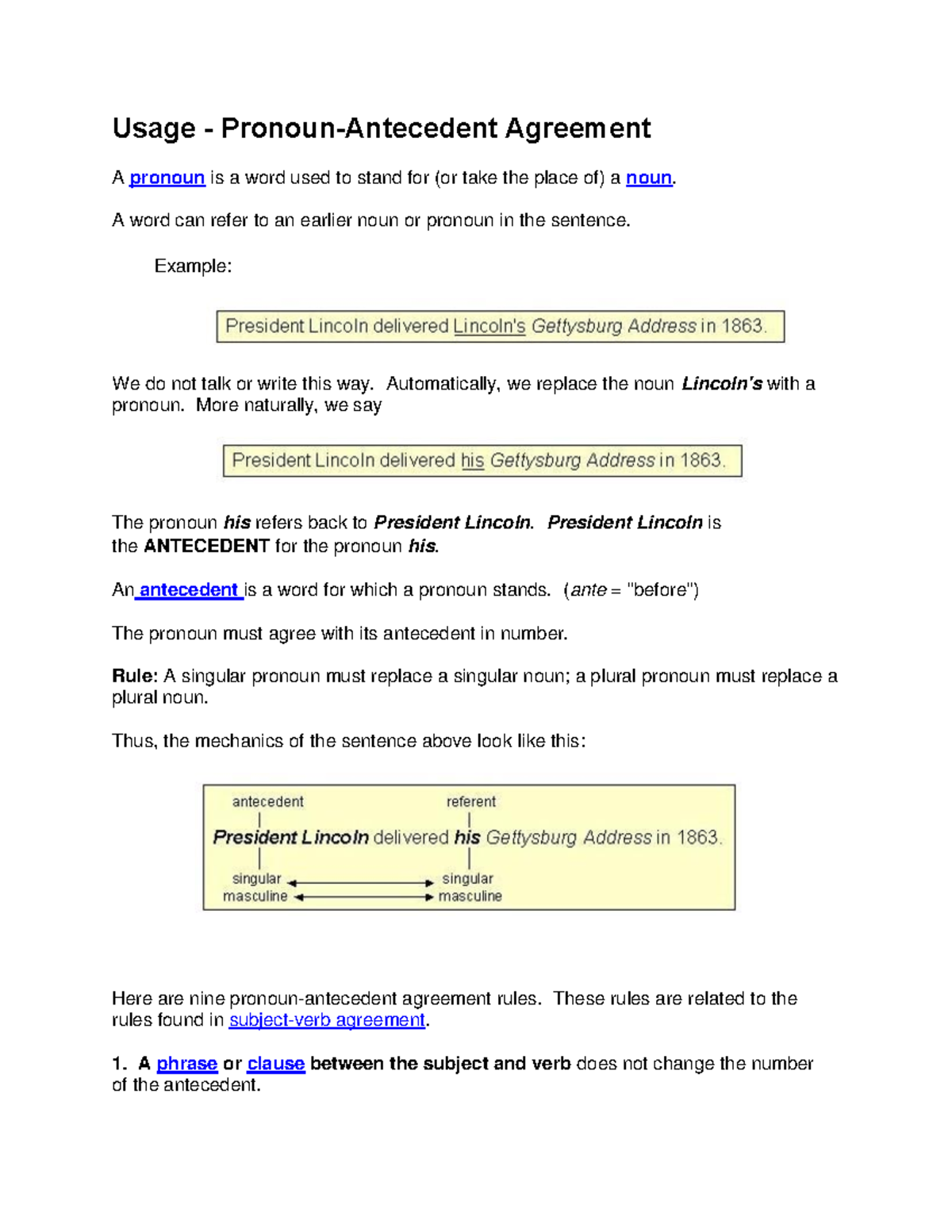ENG 101: Pronoun Antecedents and Agreement Rules Explained - Studocu