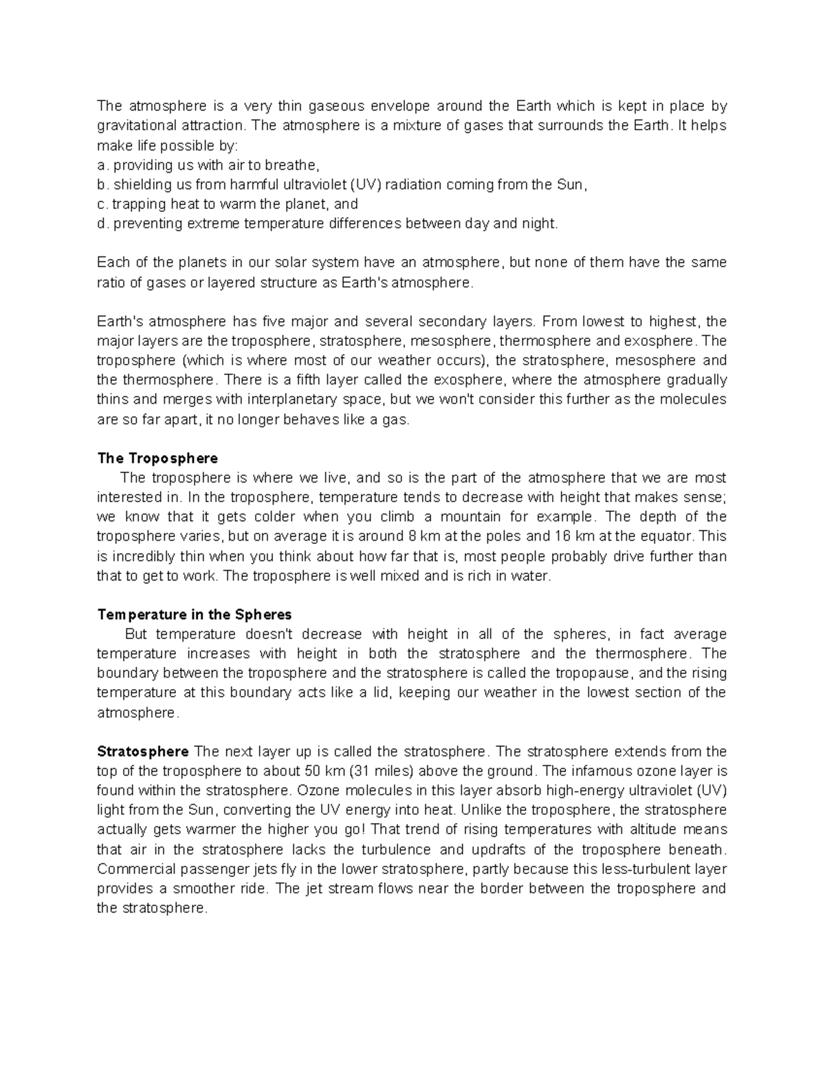 GEO101: Understanding Earth's Atmosphere and Its Layers - Studocu