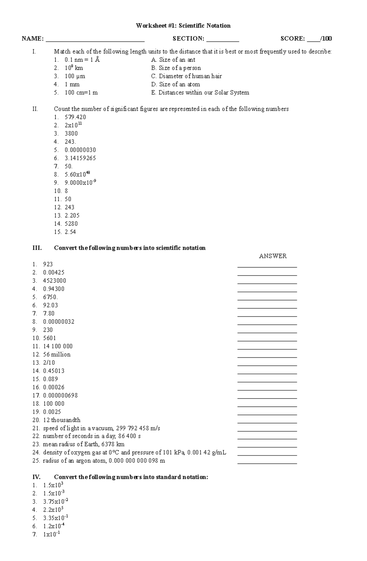 Scientific Notation Worksheet 1 Answers Solved: Practice: Scientific