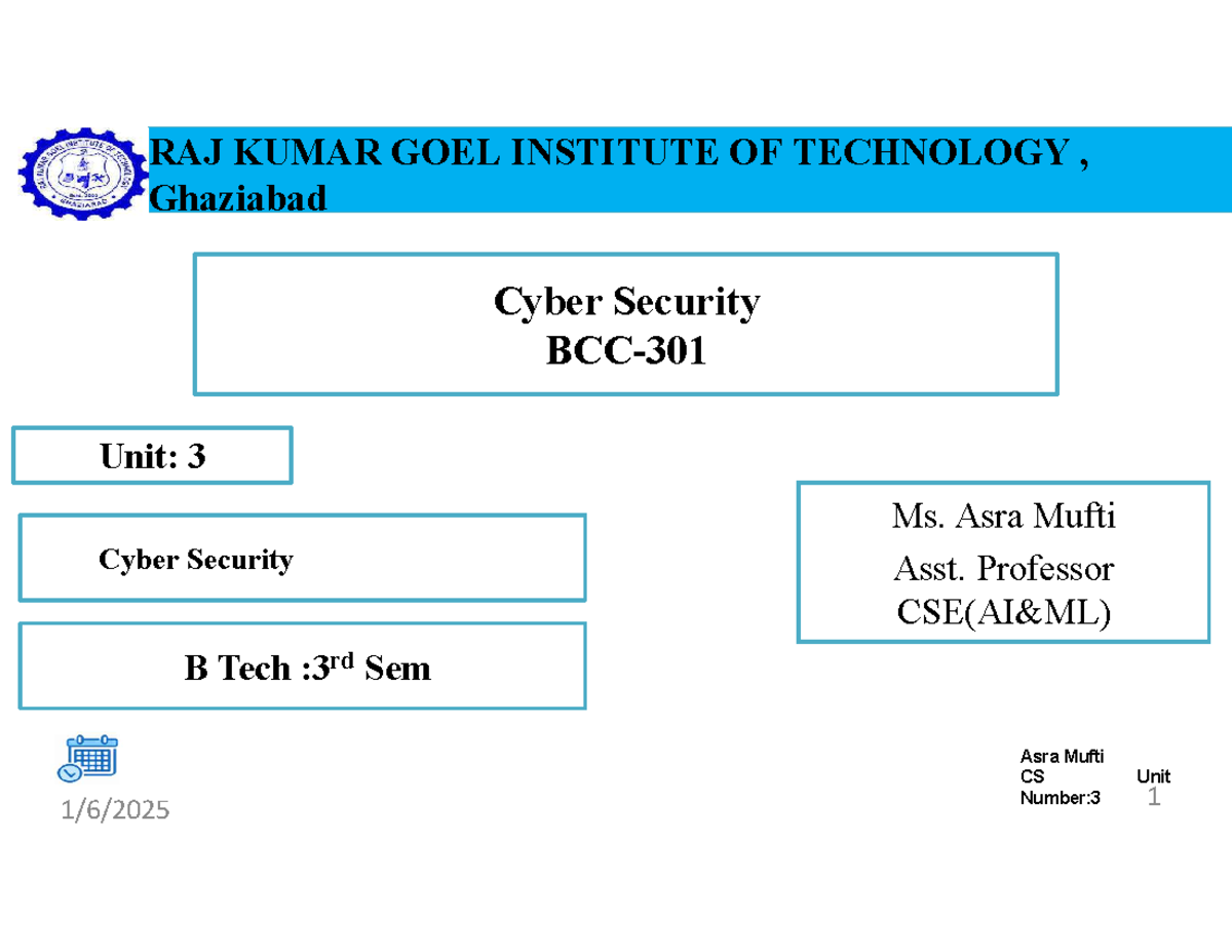 Cyber Security CS Unit 3: Key Concepts and Exam Prep Notes - Studocu
