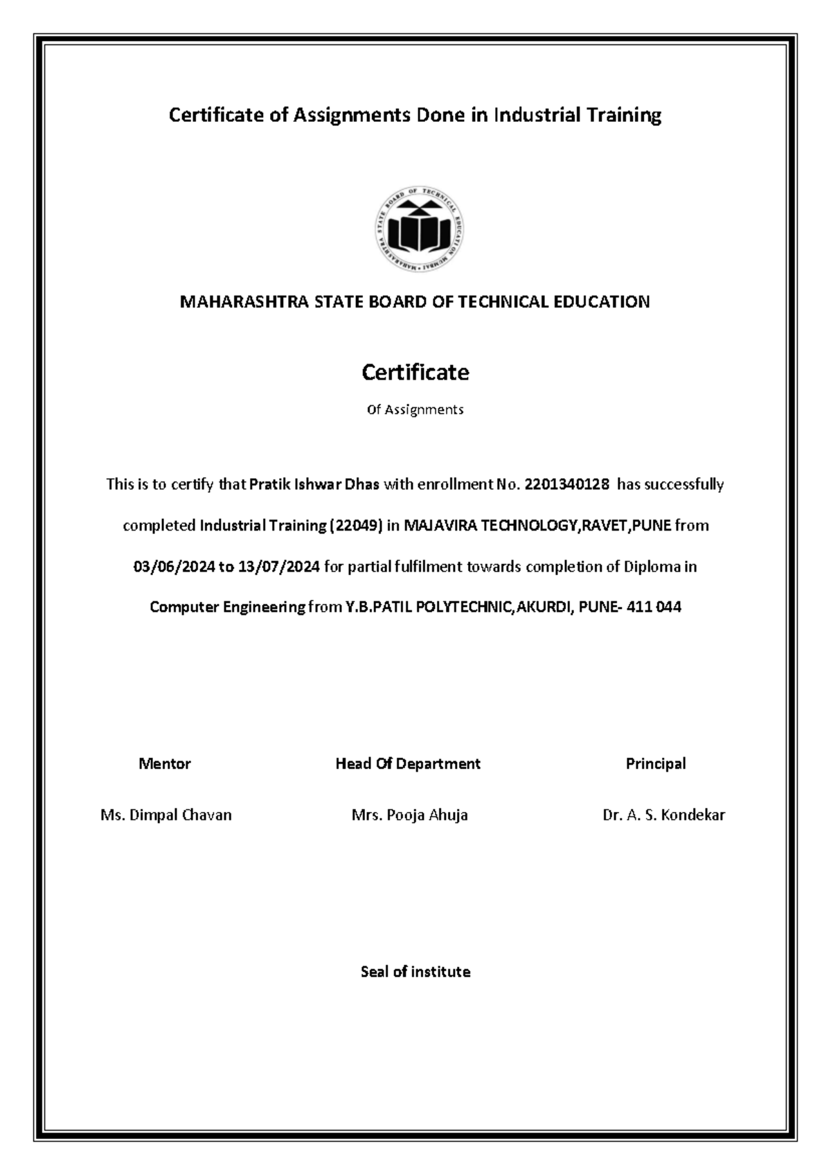 Certificate - Djdekeekejendndndbdbbdndnd - Certificate of Assignments ...
