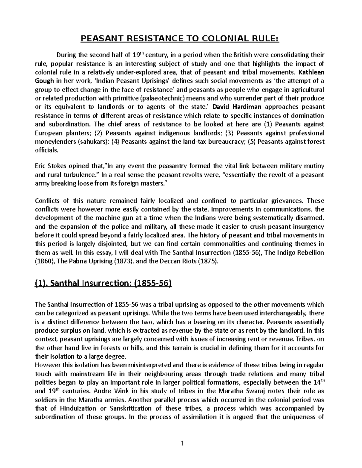 Peasant Uprisings in Colonial India: Analyzing Resistance Movements ...