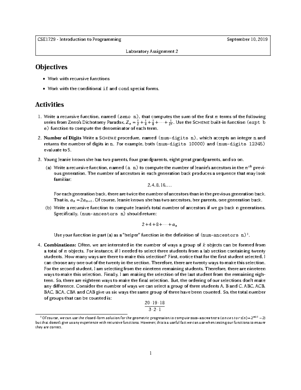 Lab 2 - Lab 2 - CSE1729 - Introduction to Programming September 10 ...
