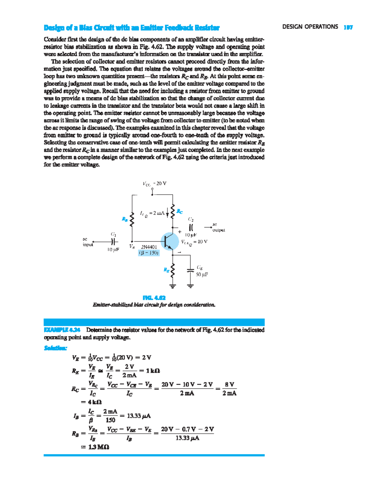 Design of a Bias Circuit with an Emitter Feedback Resistor - Electronic ...
