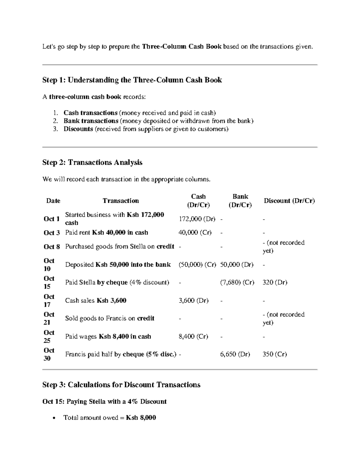 Cash Book Preparation Guide: Step-by-Step Instructions - Studocu