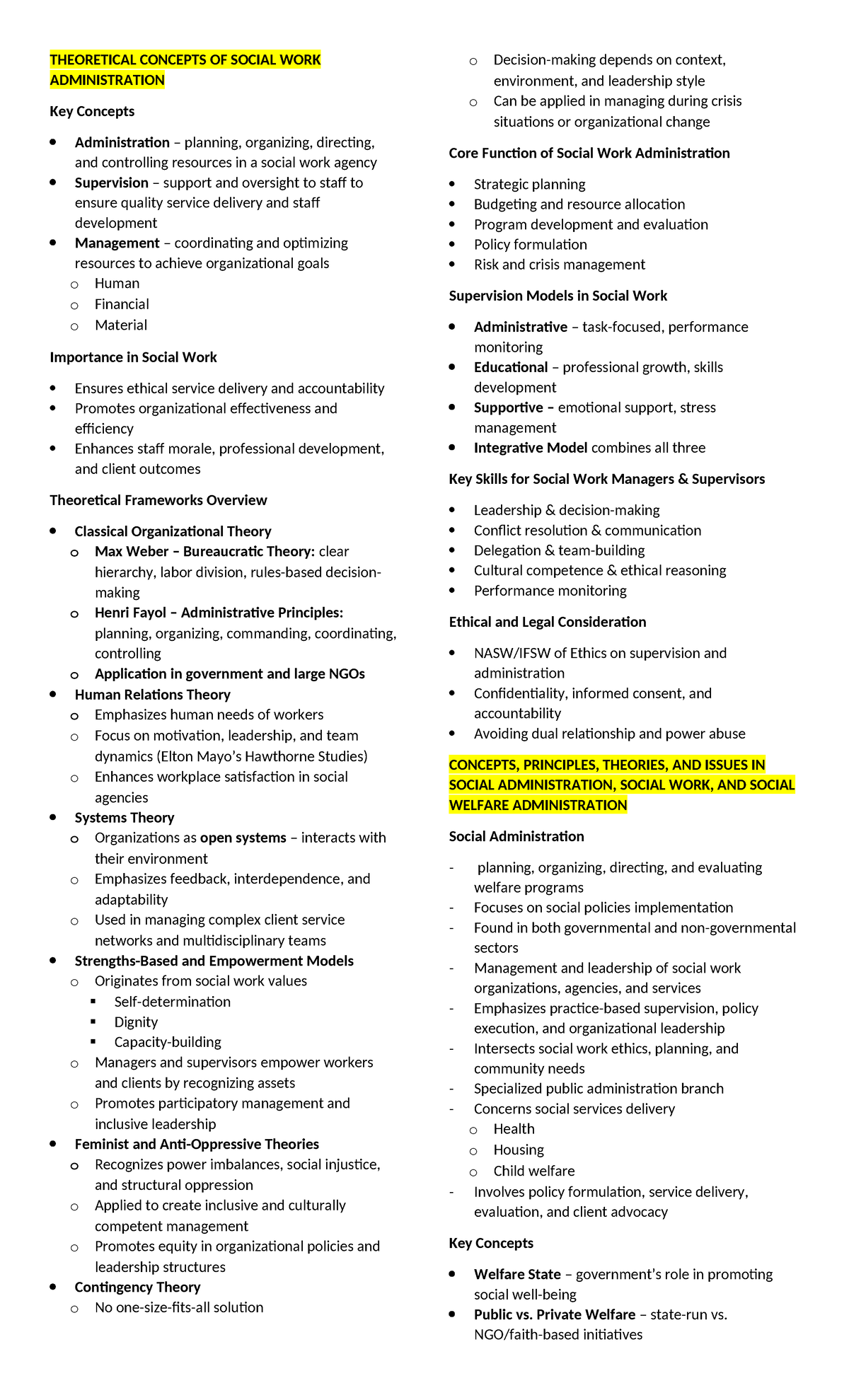 SOCW 301: Theoretical Concepts in Social Work Administration - Studocu