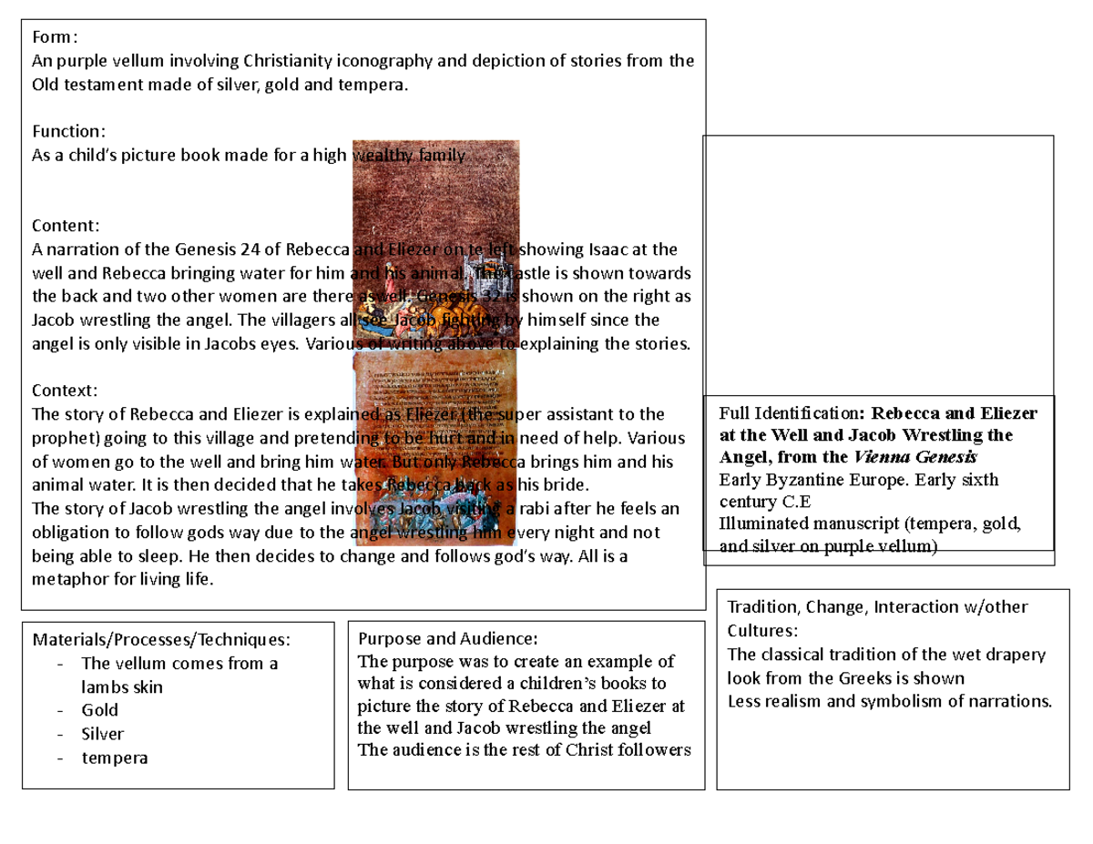 Art Analysis: Rebecca & Eliezer at the Well, Jacob Wrestling the Angel ...