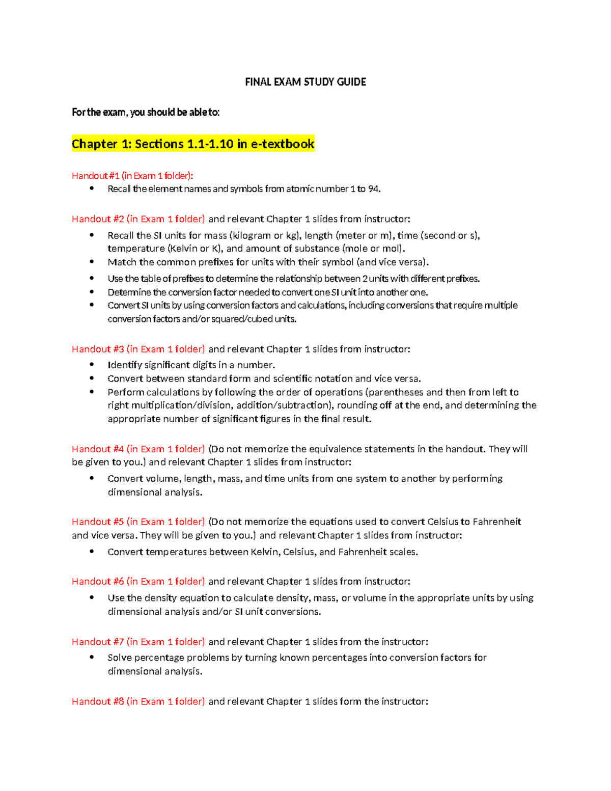 Chem 141 Final Exam Study Guide: Key Concepts and Review Topics - Studocu