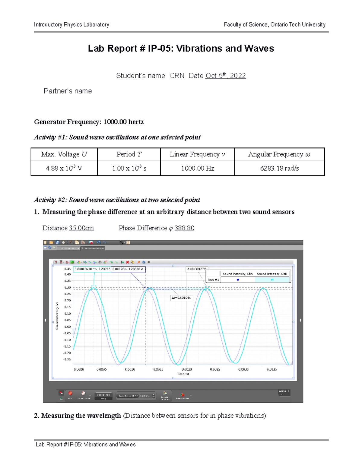 Lab Report #5- Waves - Lab Report # IP-05: Vibrations and Waves Student ...