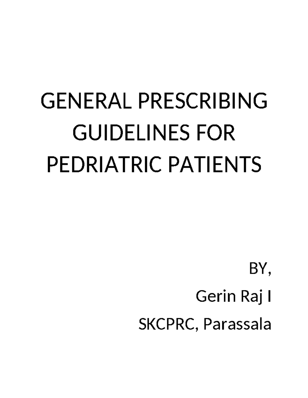 SKCPRC General Prescribing Guidelines for Pediatric Patients - Studocu