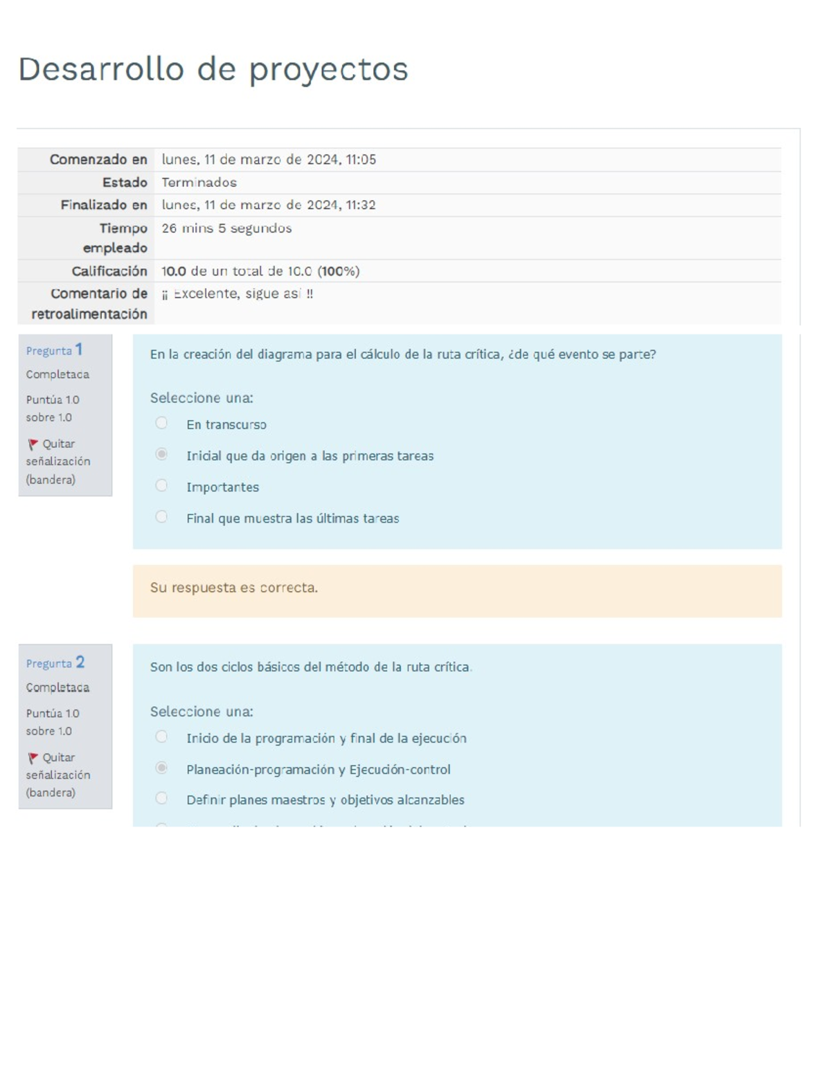 Desarrollo de Proyectos: Examen Semana 1 y 2 (DP101) - Studocu
