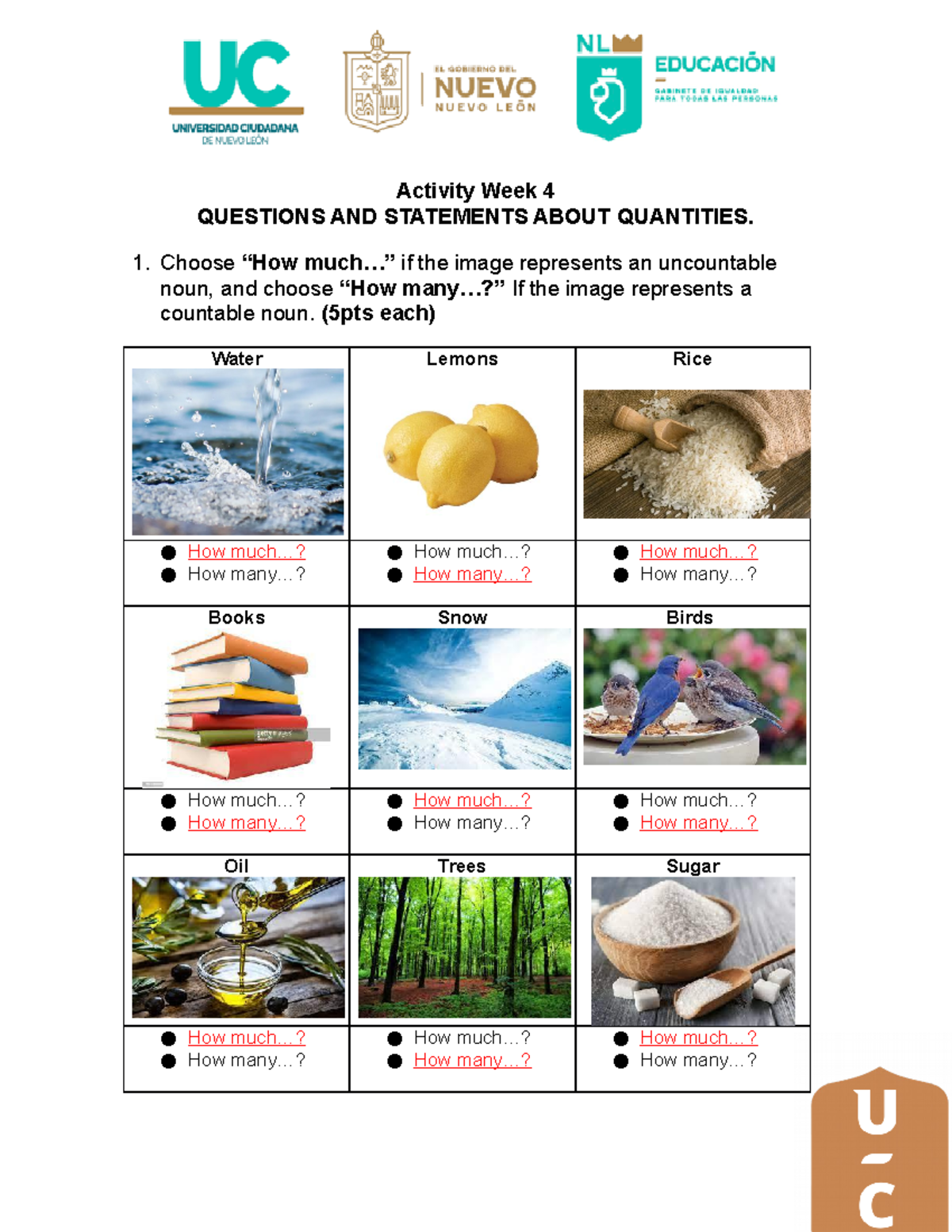 Activity Week 4 Questions and Statements about Quantities - Activity ...