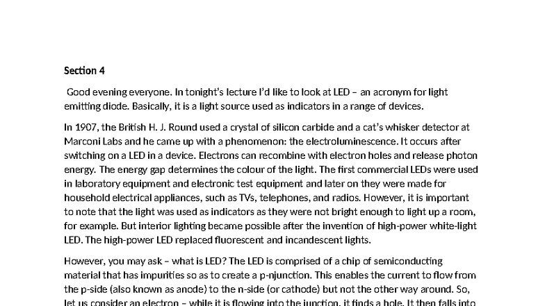 Lecture Notes: Understanding LEDs and Their Applications in Technology ...