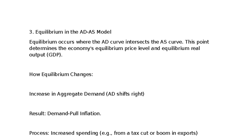 Economics 101: Equilibrium Analysis and Changes in AD/AS - Studocu