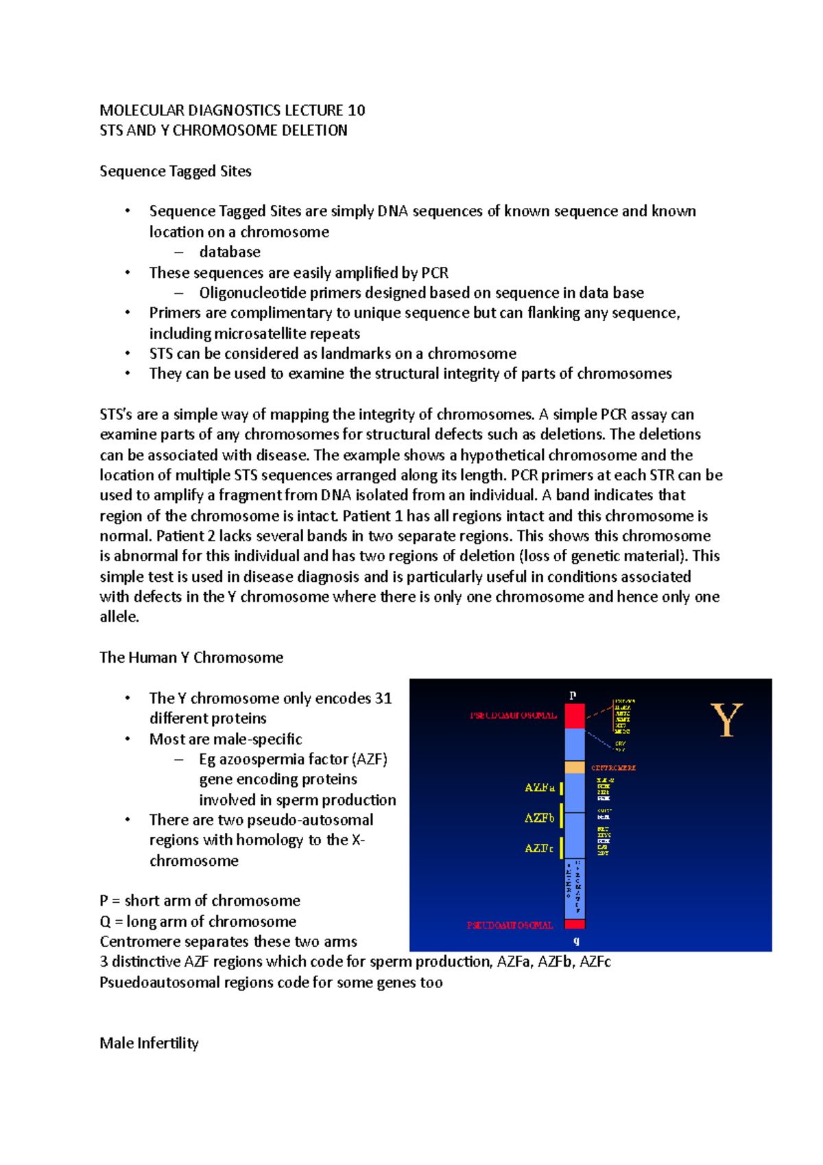 Molecular Diagnostics Lecture 10 - MOLECULAR DIAGNOSTICS LECTURE 10 STS ...