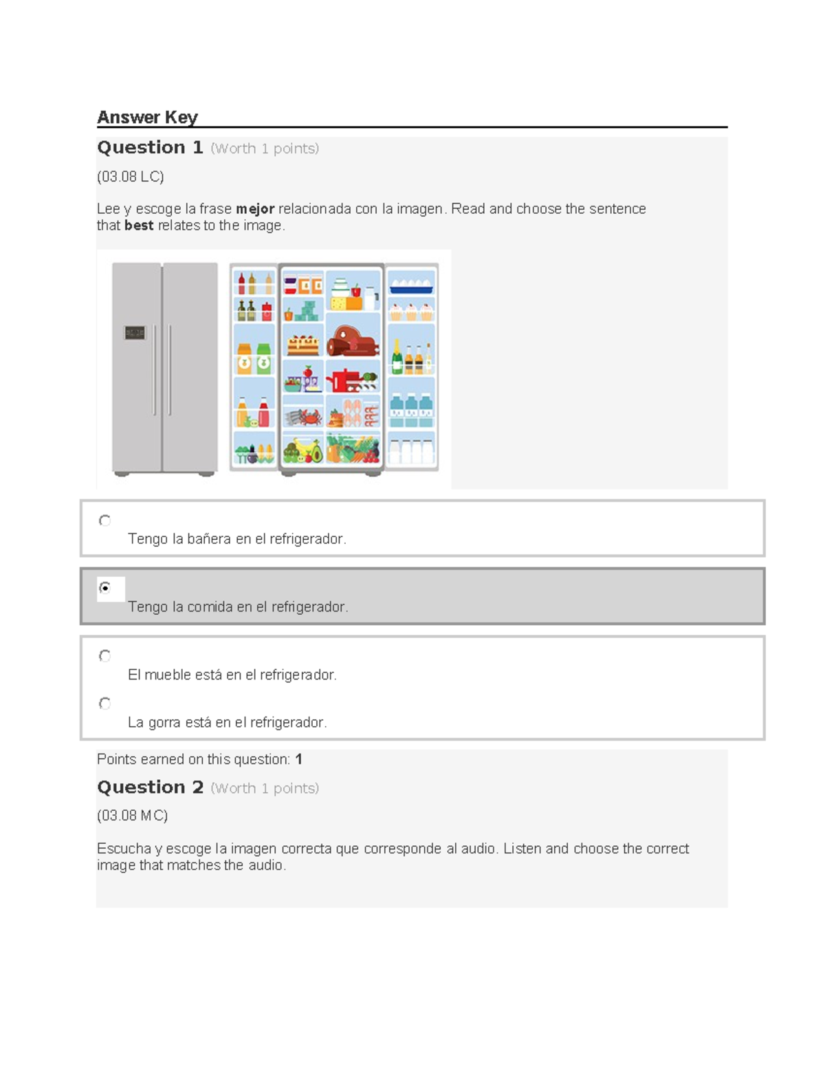 Answer Key 3 - Espanol s.i.m.p.l.e. - Answer Key Question 1 (Worth 1 ...