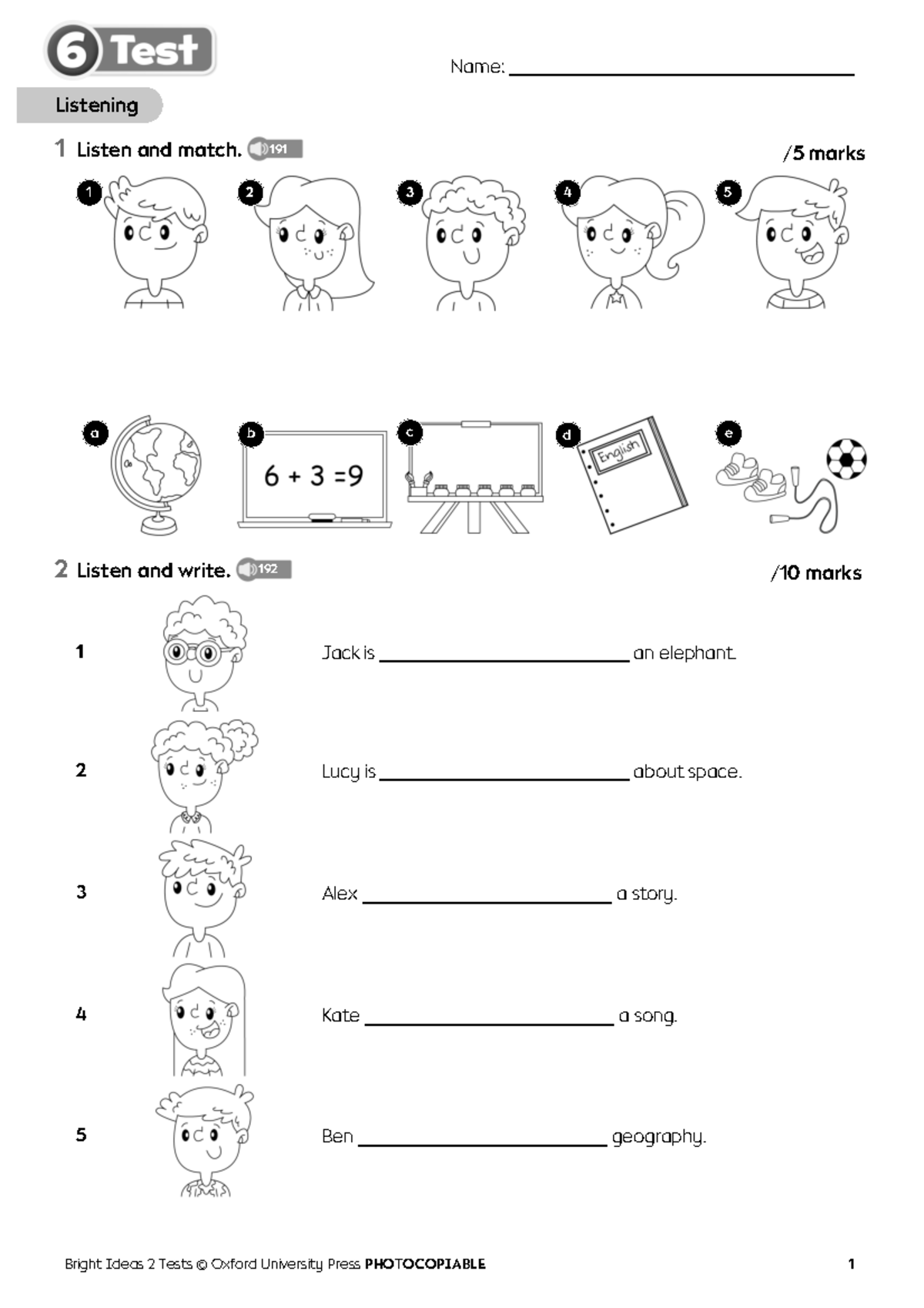 Bright Ideas 2 Unit 6 Listening & Reading Test - Studocu
