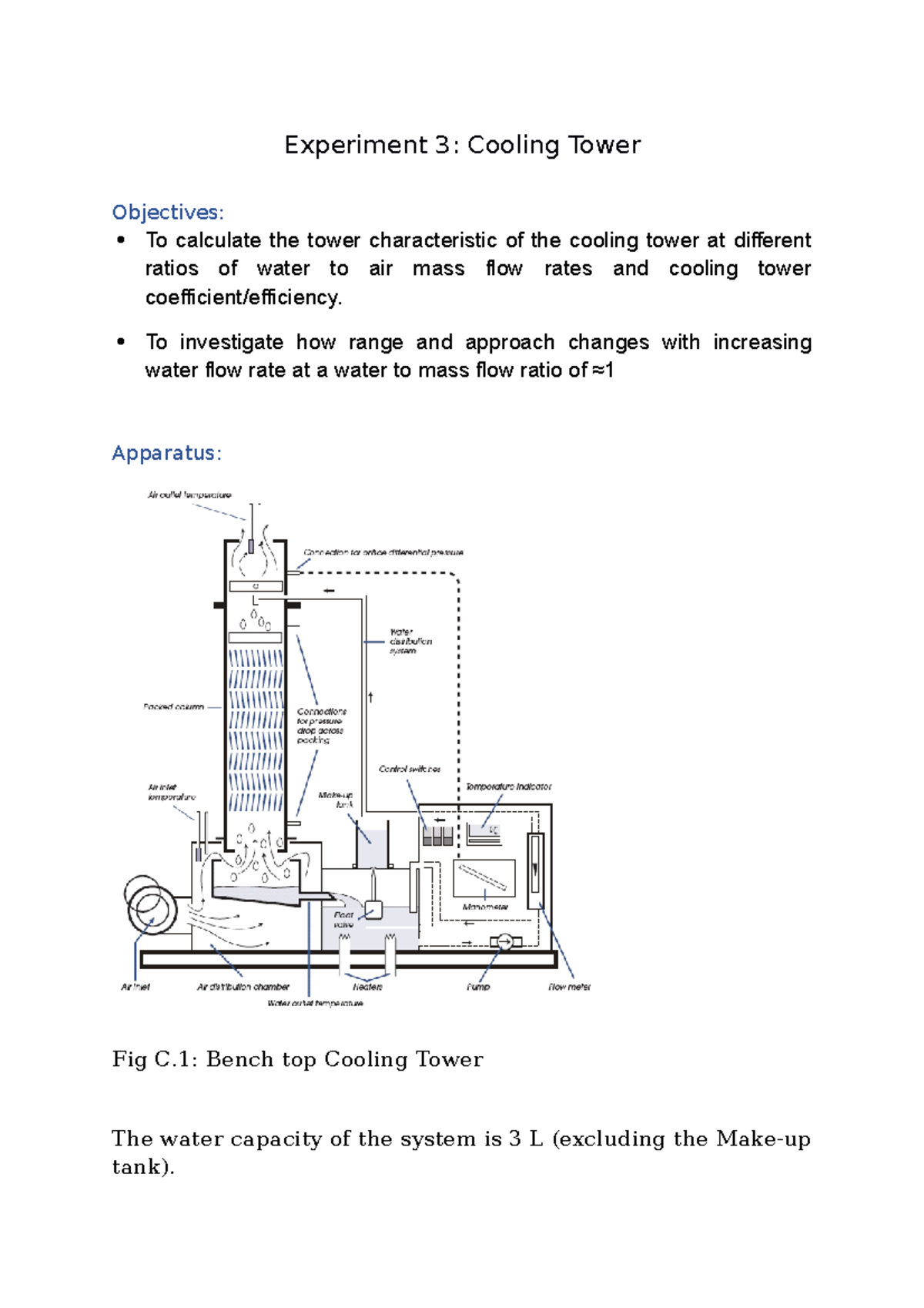 Cooling Tower Experiment 3 Guide: Analysis of Performance Metrics - Studocu