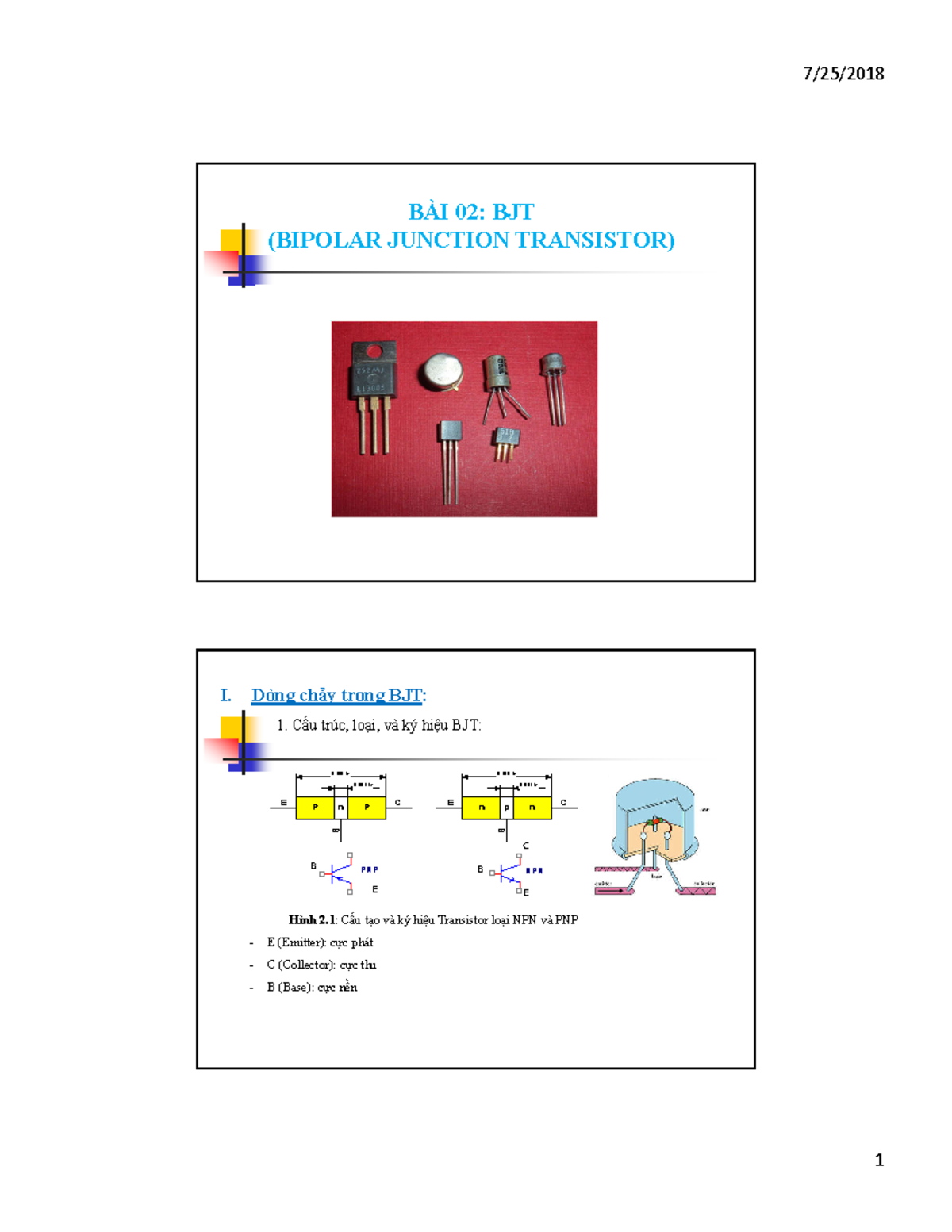 Slide KTDT Bài 02: BJT (Transistor Lưỡng Cực) - Cấu Trúc và Dòng Chảy ...