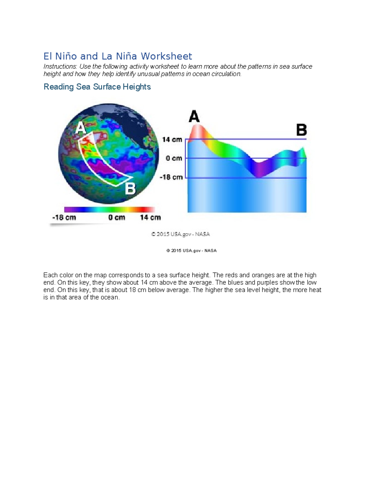 El nino worksheet - El Niño and La Niña Worksheet Instructions: Use the ...