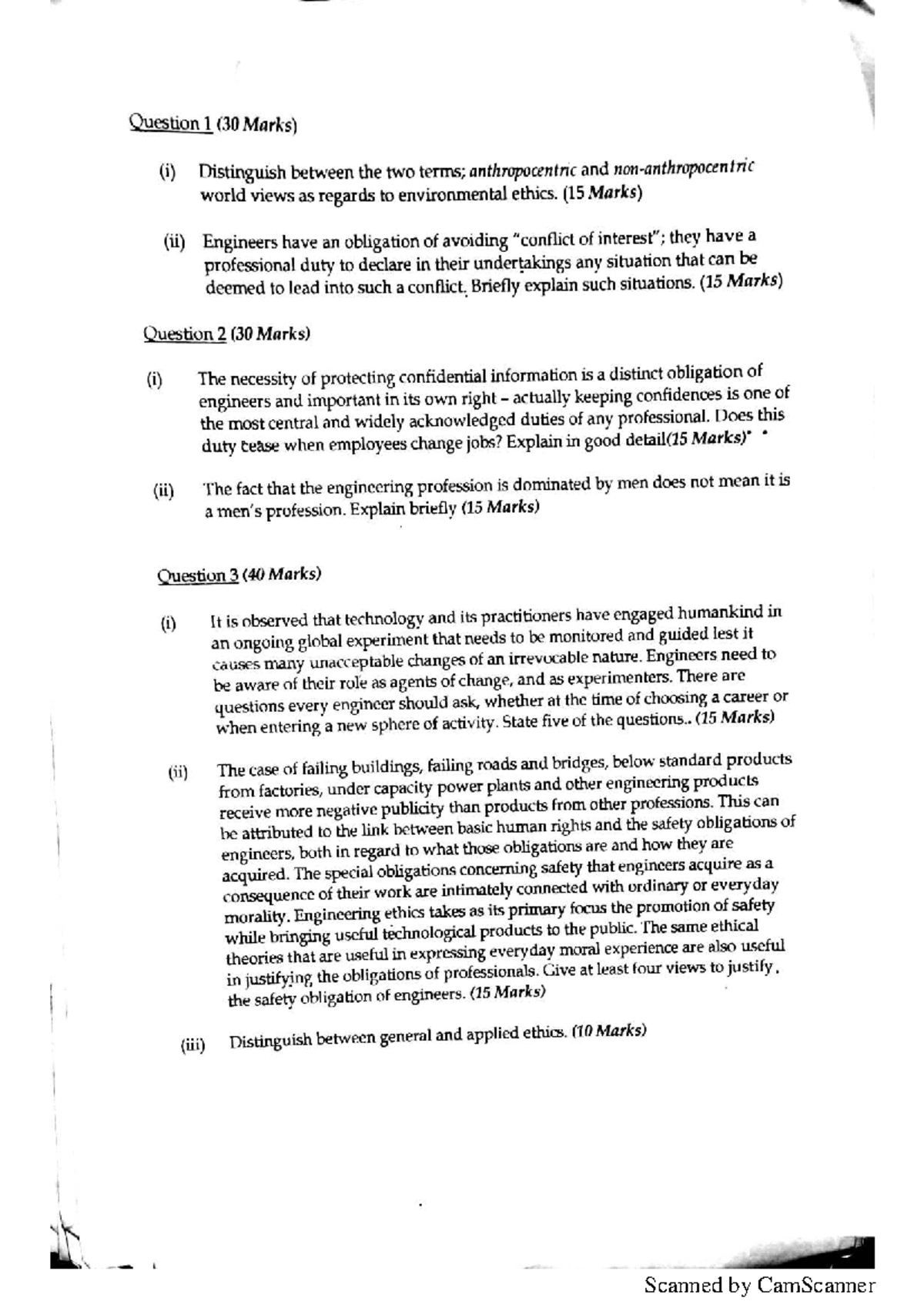 CE453: Professional Practice Test - Past Paper with Questions and ...