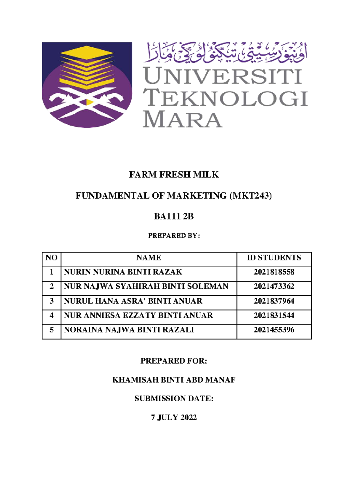 Group Assignment MKT243: Farm Fresh Marketing Strategies & Analysis - Studocu