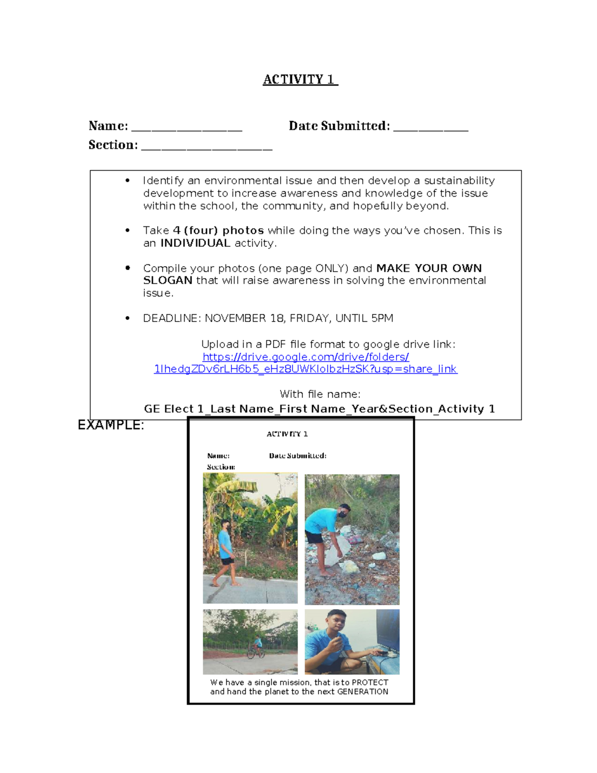 Envi Sci - Activity 1: Developing Sustainability Awareness - Studocu