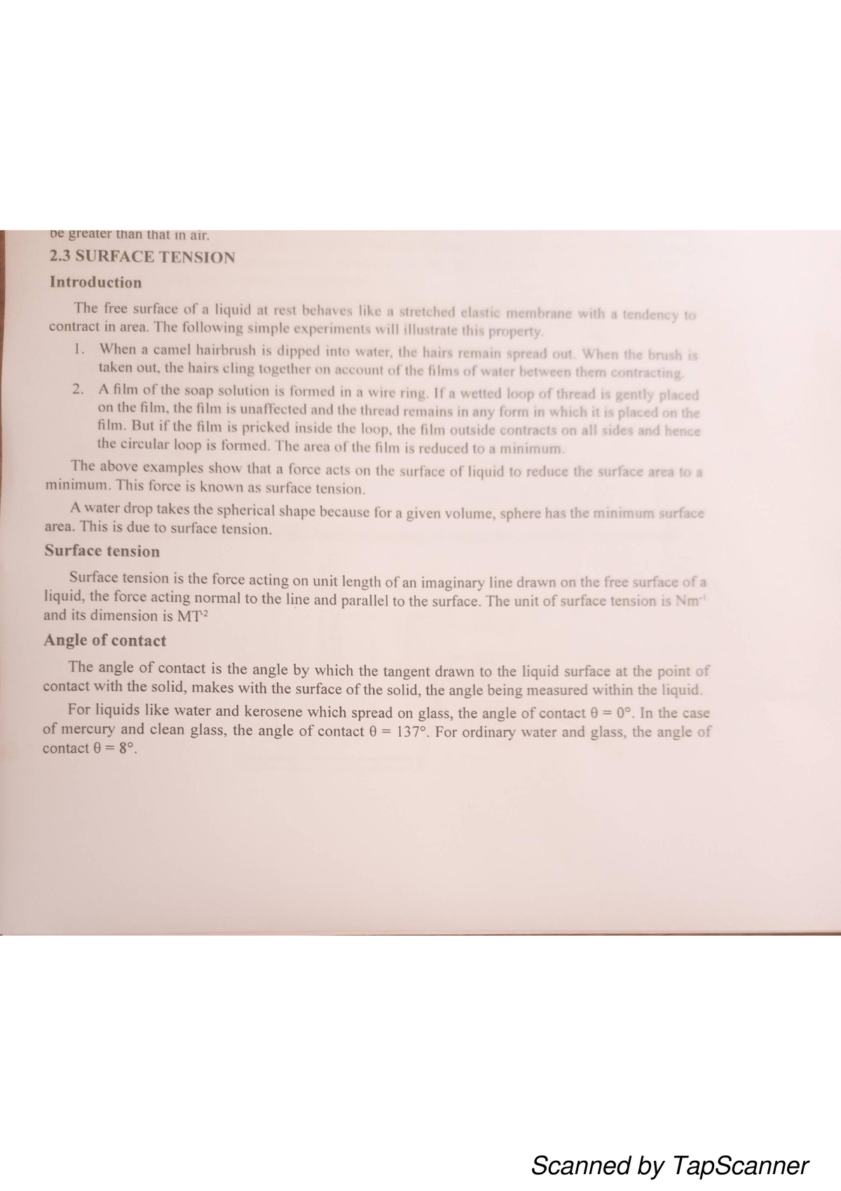 Surface Tension - Physics Notes for Year 1 Students - Studocu