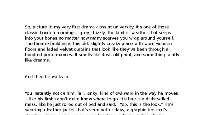 Drama Monologue: My First Class Experience in Theatre - Studocu