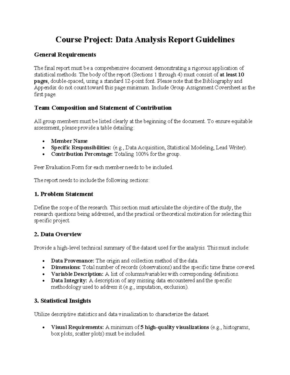 Course Project: Data Analysis Report Guidelines - Studocu