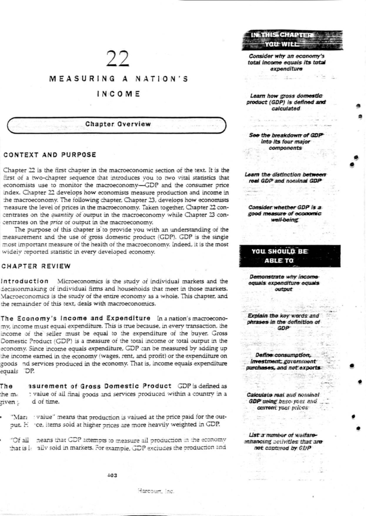 Macro Study Guide - Unit 1: Measuring Income and GDP (Chapter 22) - Studocu