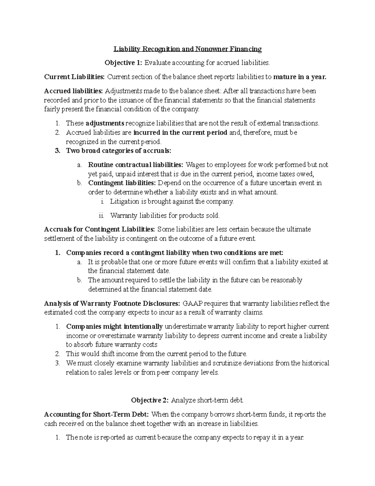 Module 7 - Analyzing Liability Recognition & Financing Strategies - Studocu