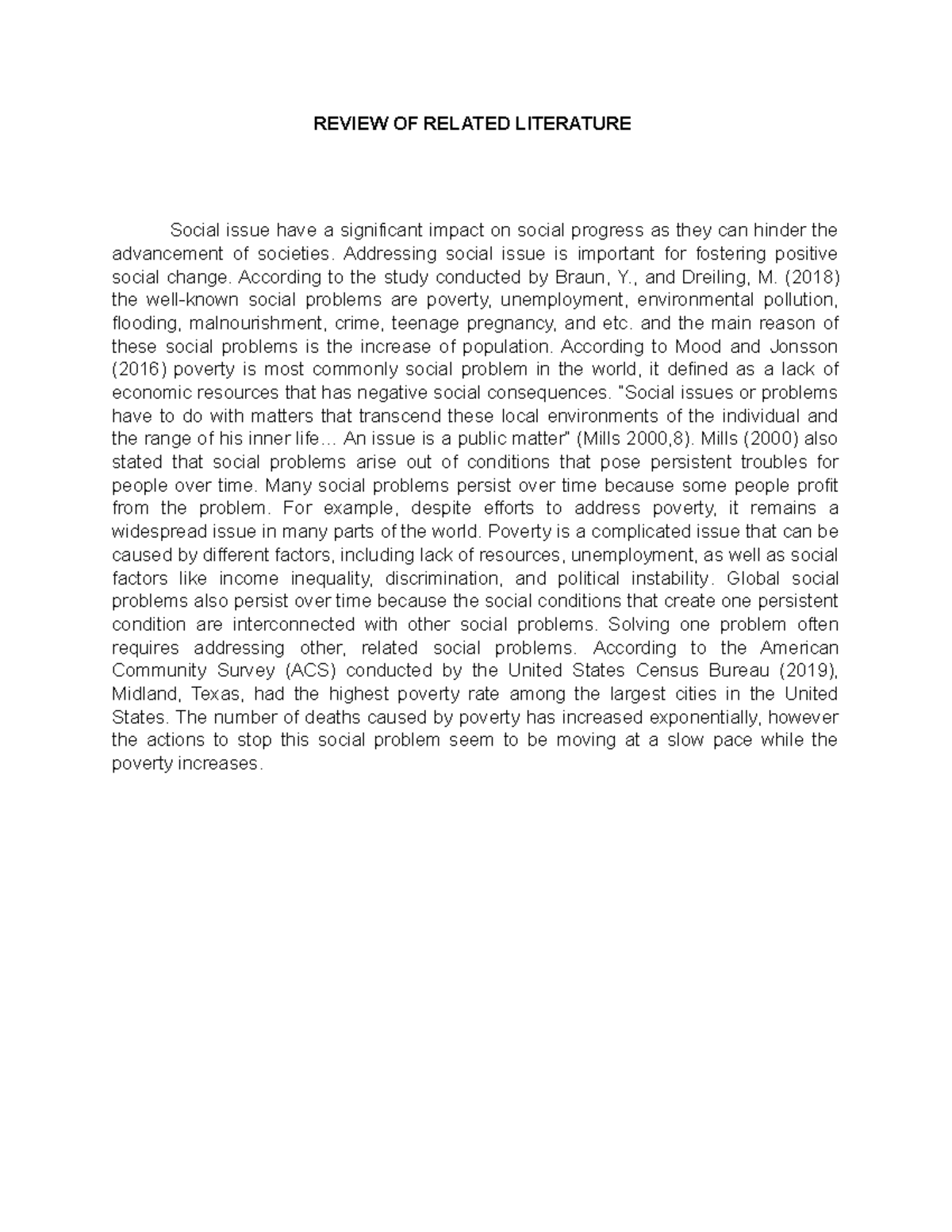 Review of Related Literature: Impact of Social Issues on Progress - Studocu