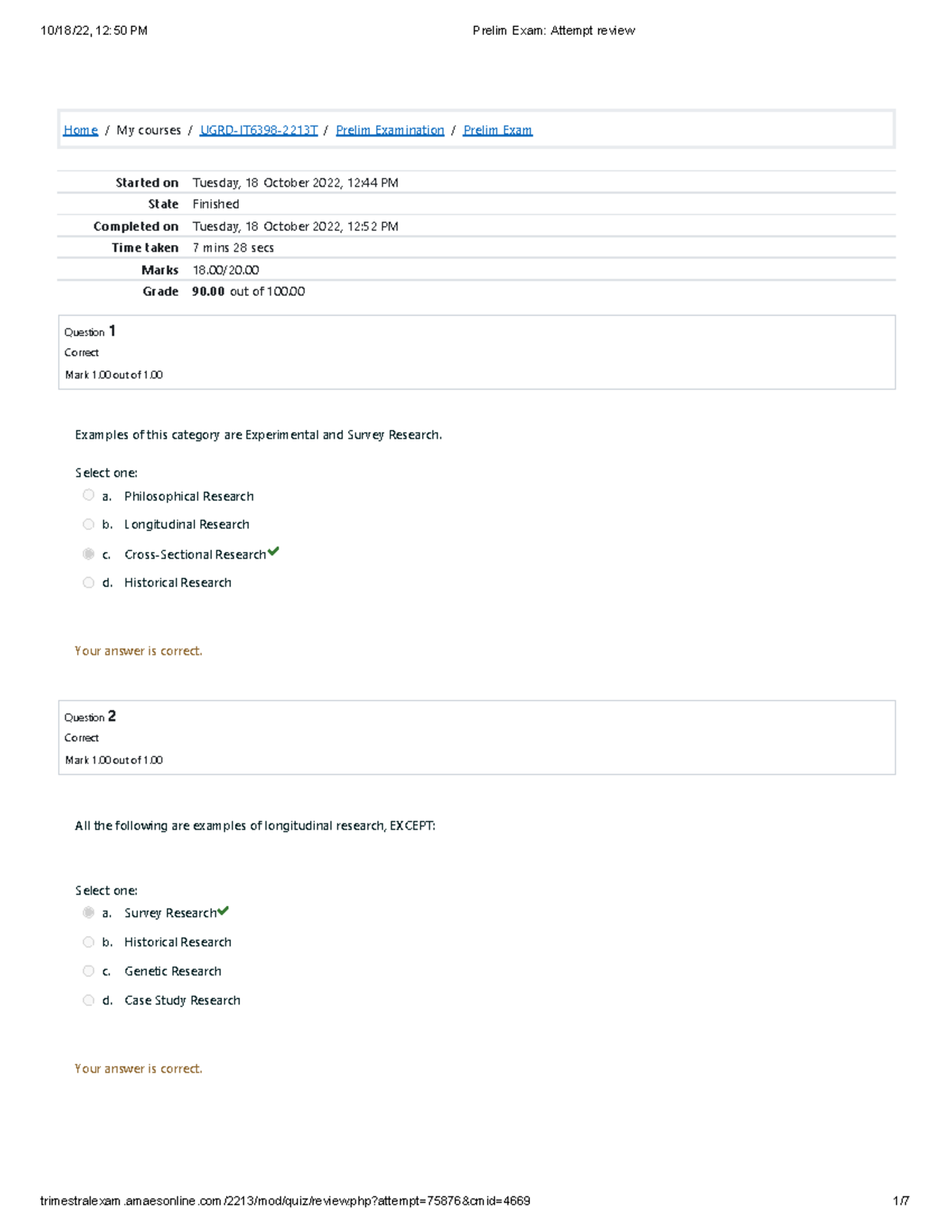 UGRD-IT6398-2213T Prelim Exam Attempt Analysis and Review - Studocu