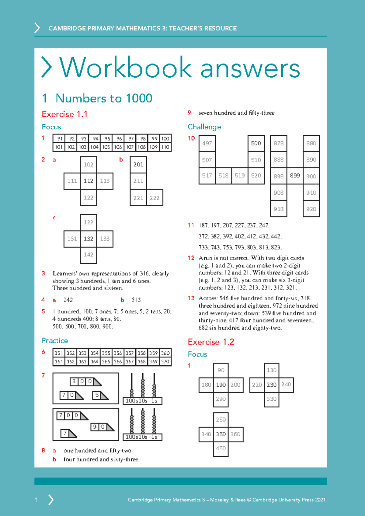 CAMBRIDGE PRIMARY MATHEMATICS 3: WORKBOOK ANSWERS - Studocu