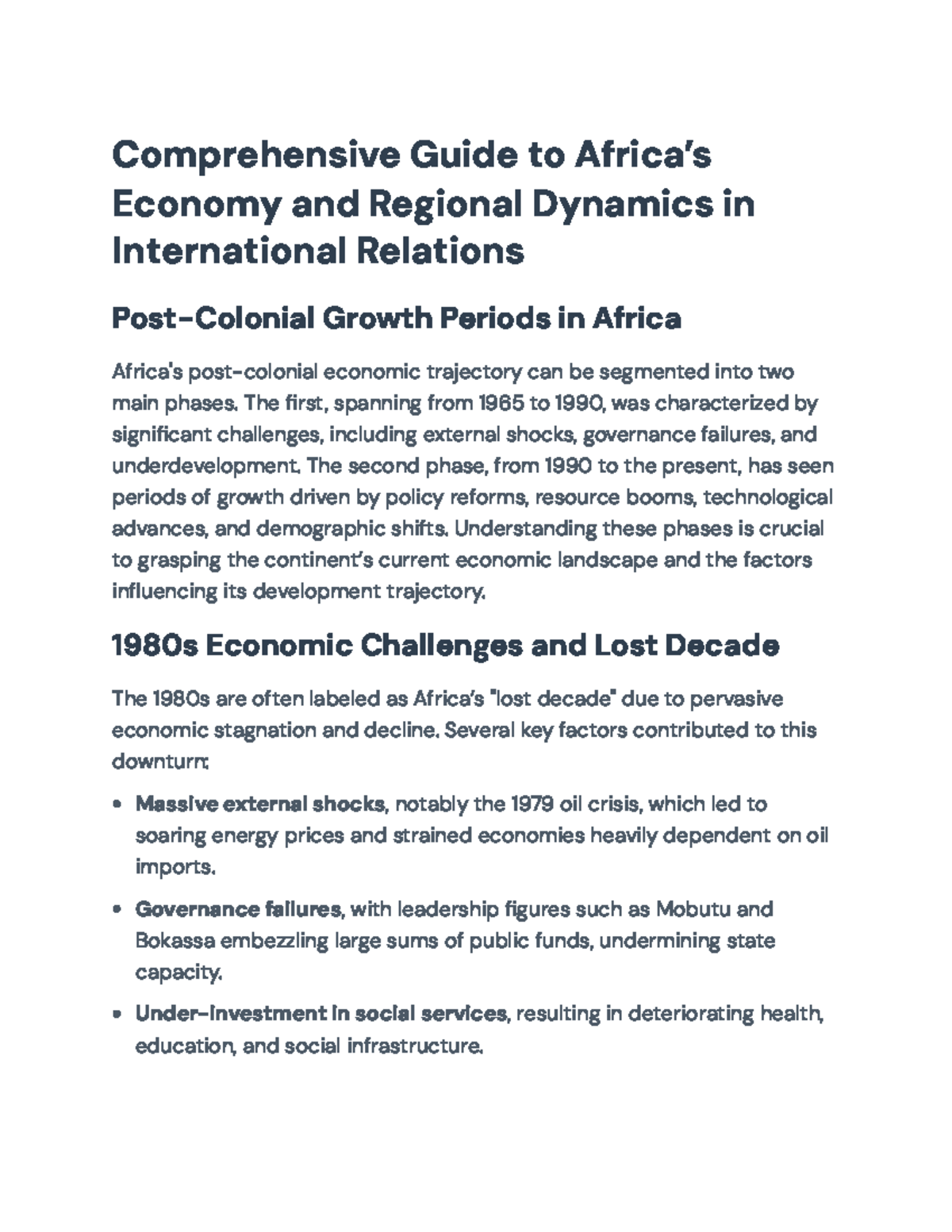 Comprehensive Analysis of Africa's Economic Challenges and Growth ...