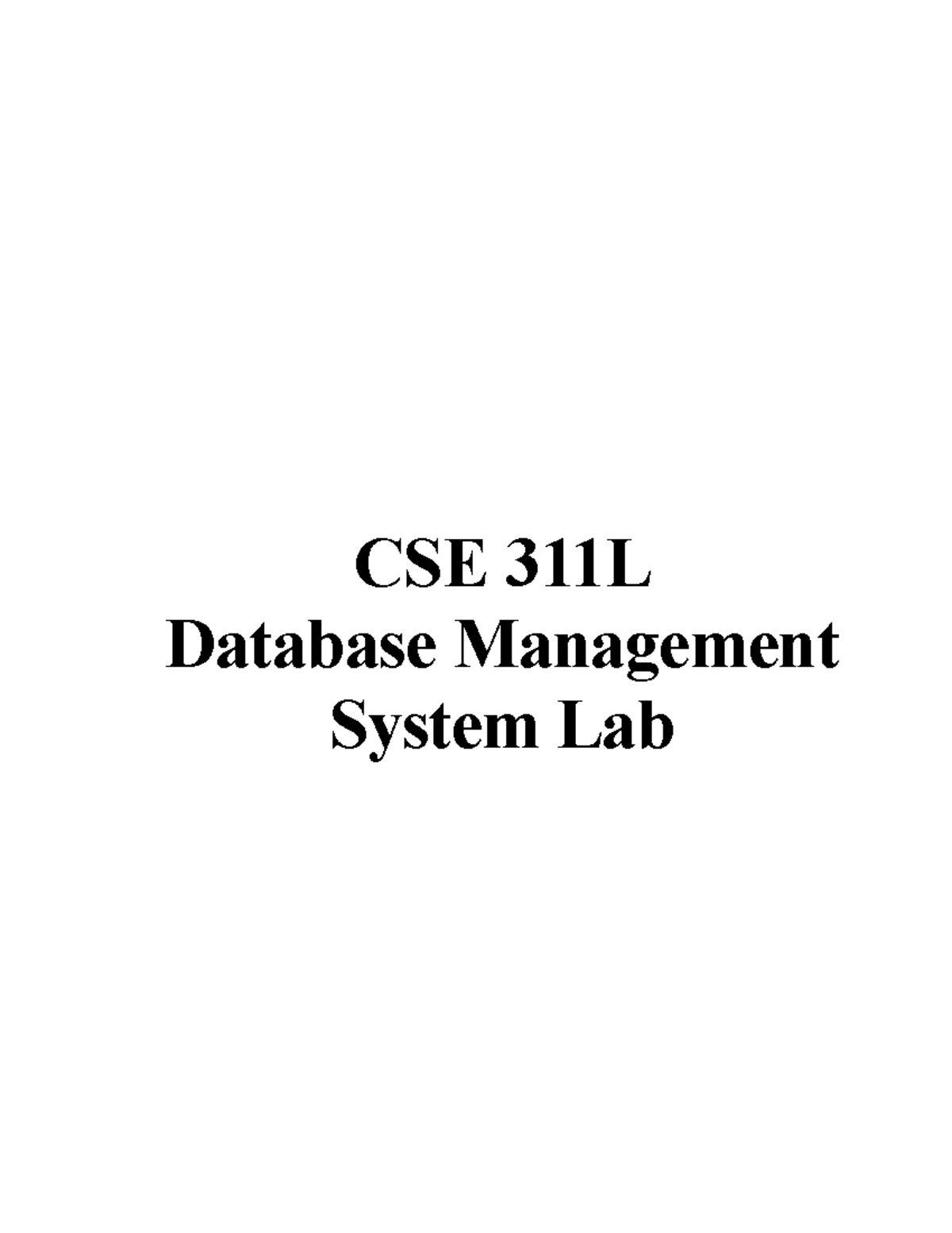 CSE 311L Database Management System Lab: Weekly Activities and SQL Queries - Studocu