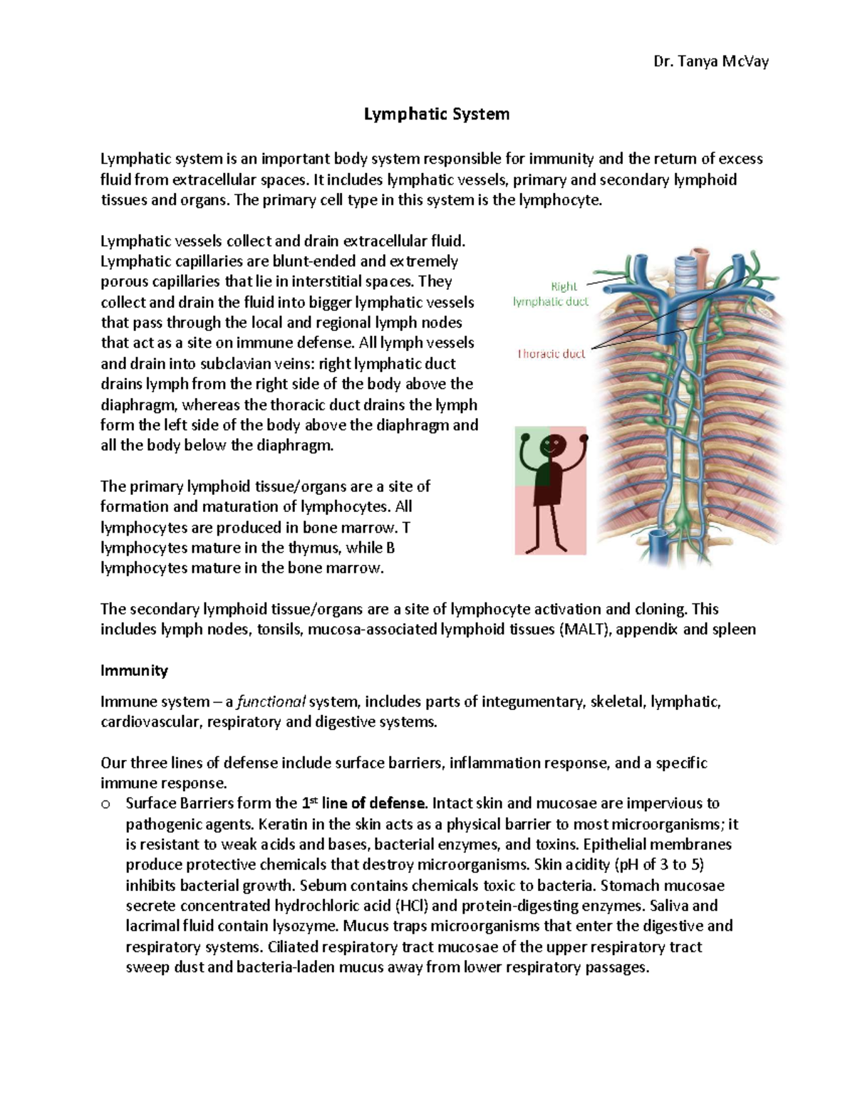 Lymphatic System & Immune Response Overview - ANAT 101 Lecture Notes ...