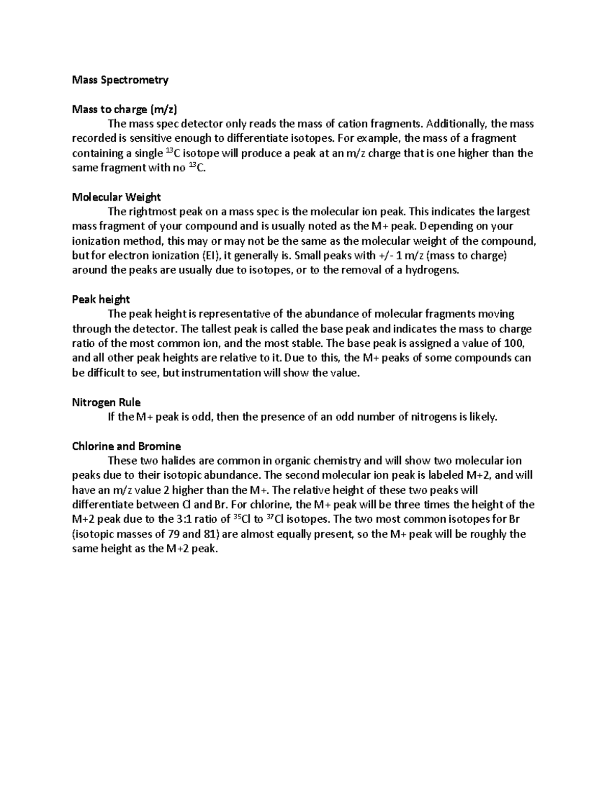 Mass Spectrometry Notes - Module 11 Overview - Studocu