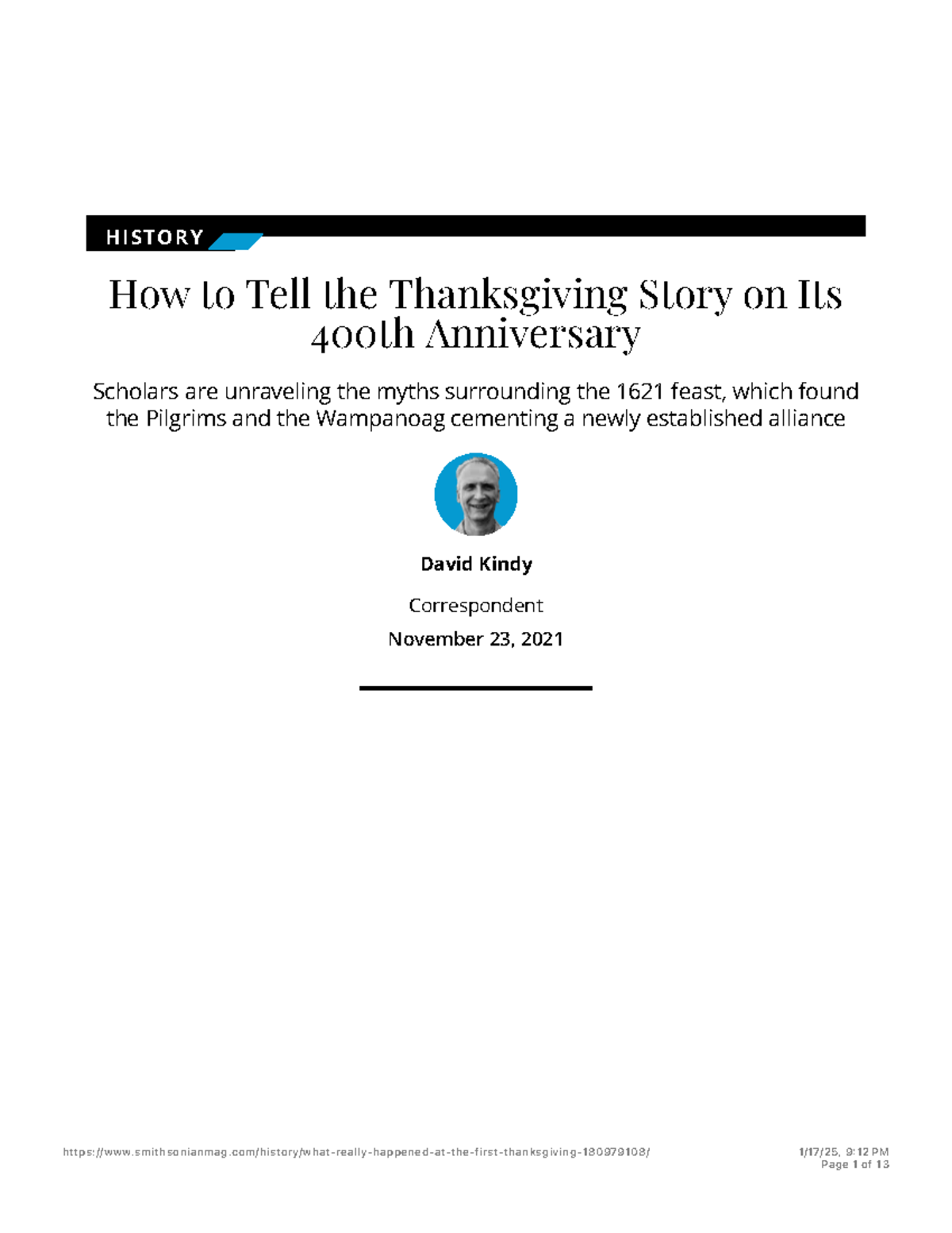 How to Tell the Thanksgiving Story on Its 400th Anniversary Smithsonian ...