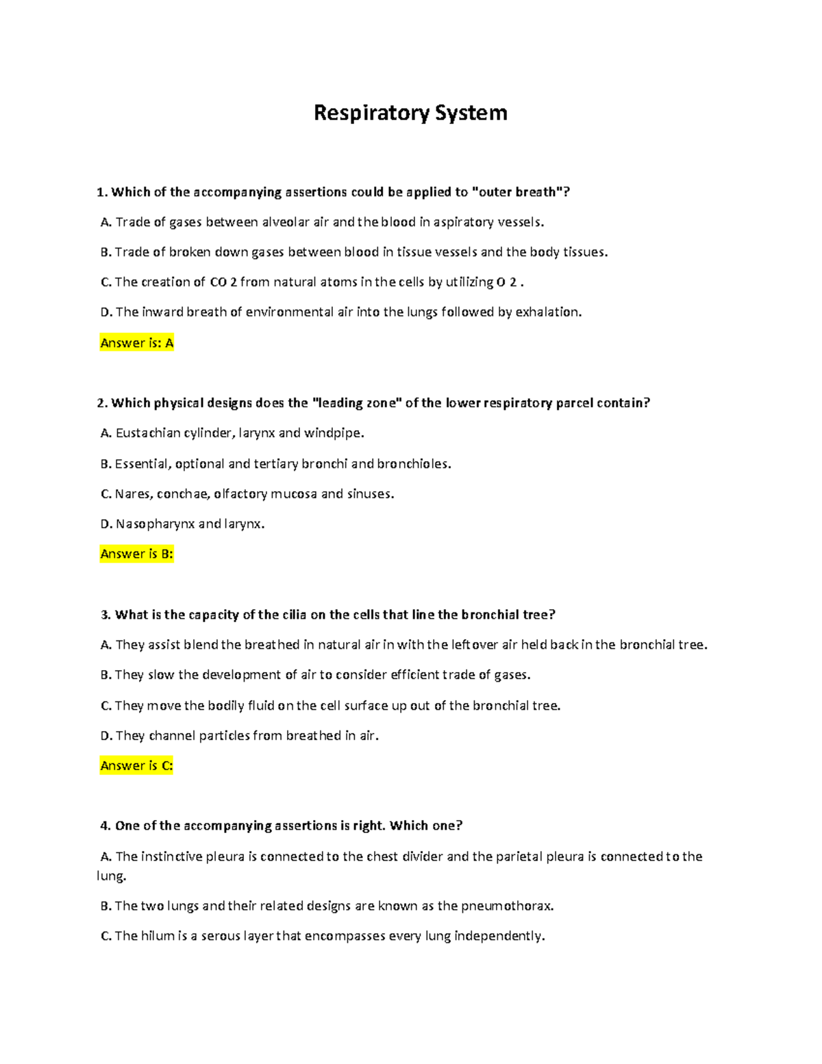 Respiratory System - This are my practice quizzes for Anatomy and ...