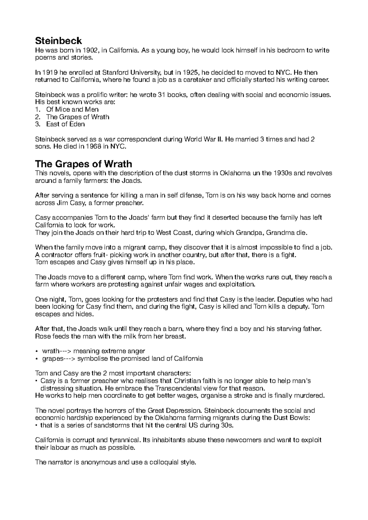 Steinbeck and the Great Depression: A Study of "The Grapes of Wrath ...