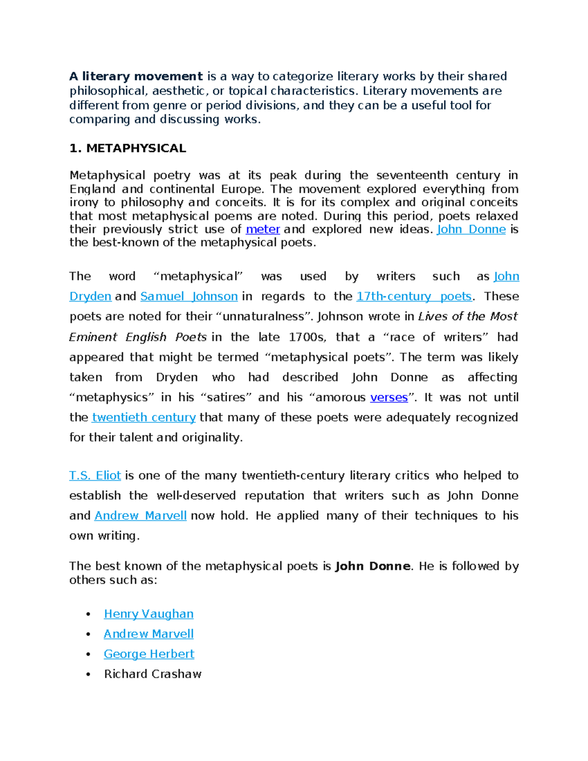 LIT- Movements-1-3 - Literature - A literary movement is a way to ...