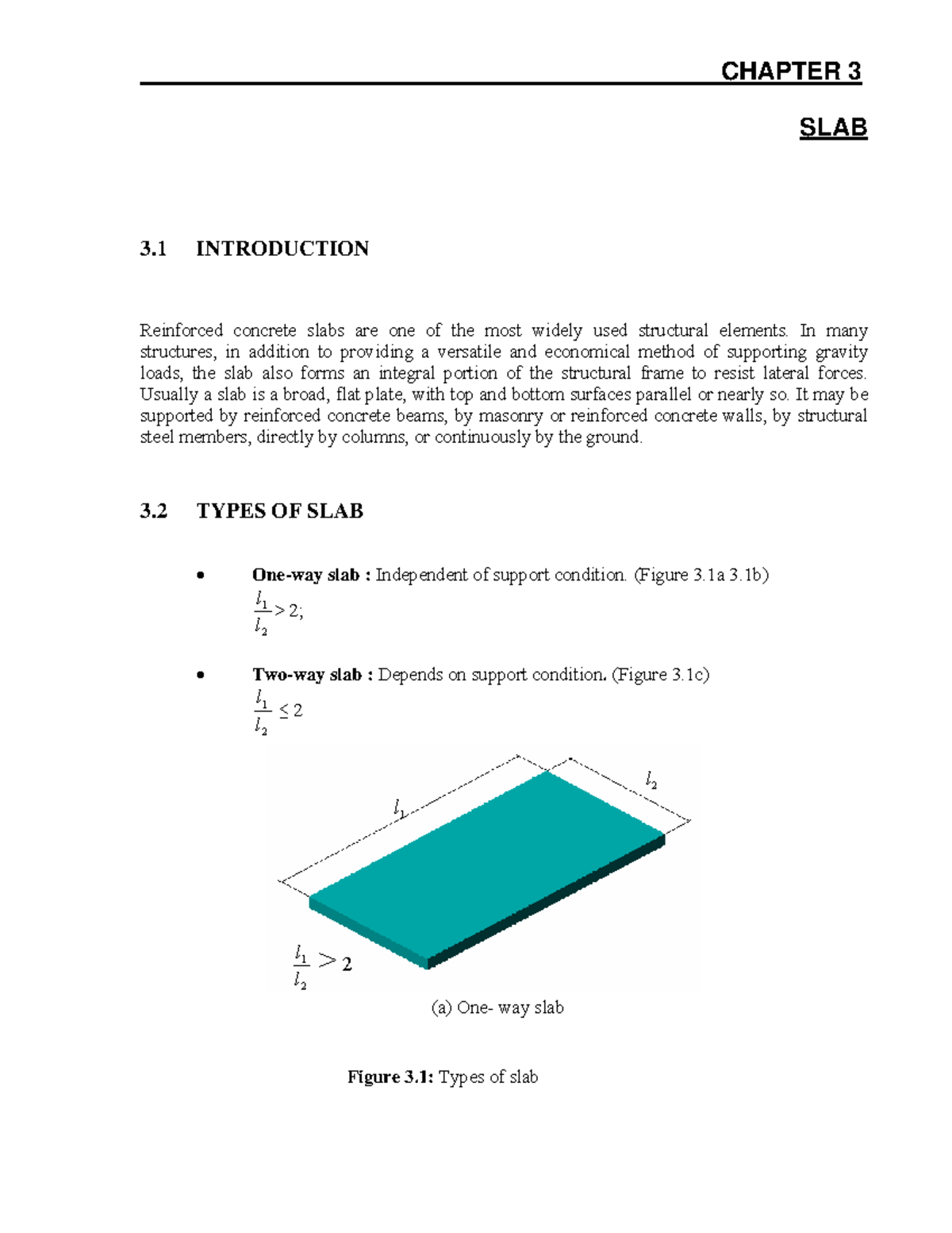 CHAPTER 3 SLAB 3.1: INTRODUCTION TO REINFORCED CONCRETE SLABS - Studocu