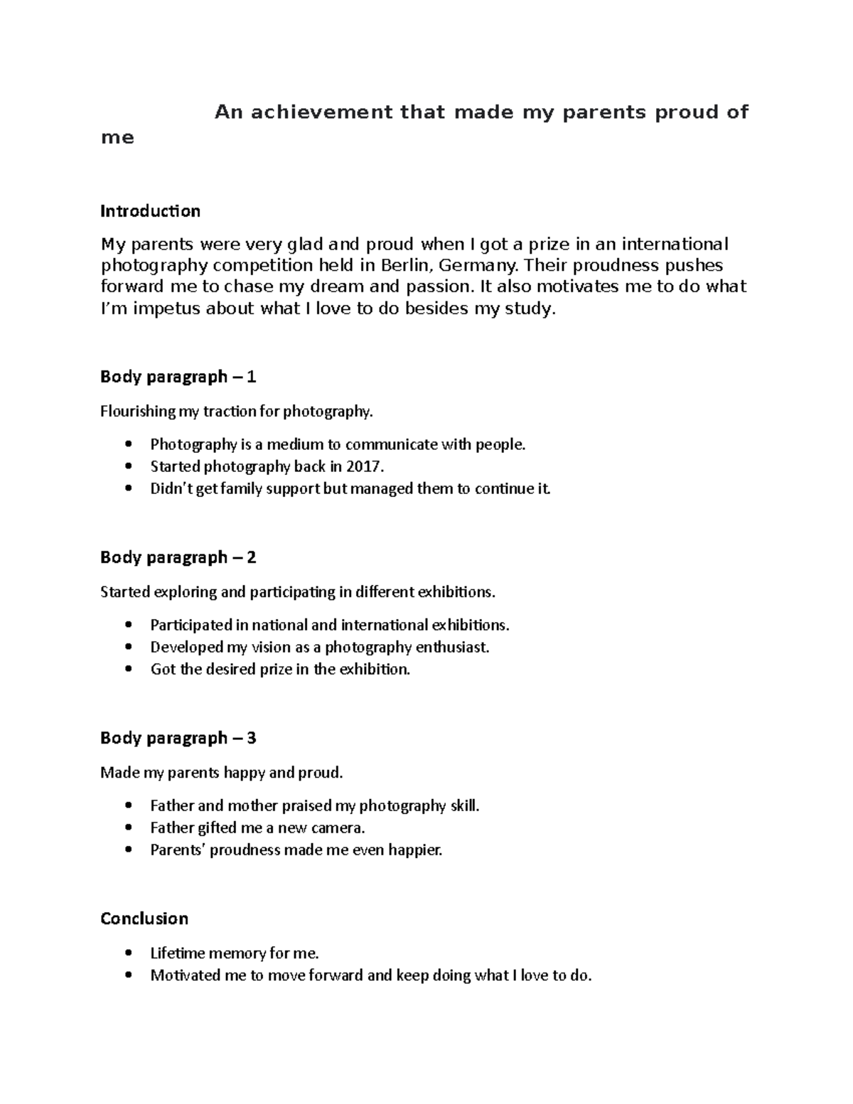 My Proud Moment: Winning 2nd Prize in Int'l Photography Comp. - Studocu