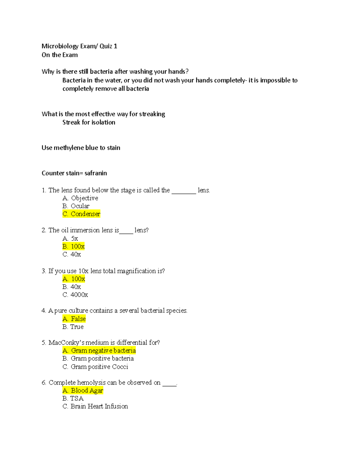Microbiology Exam Review: Quiz 1 Study Notes - Studocu
